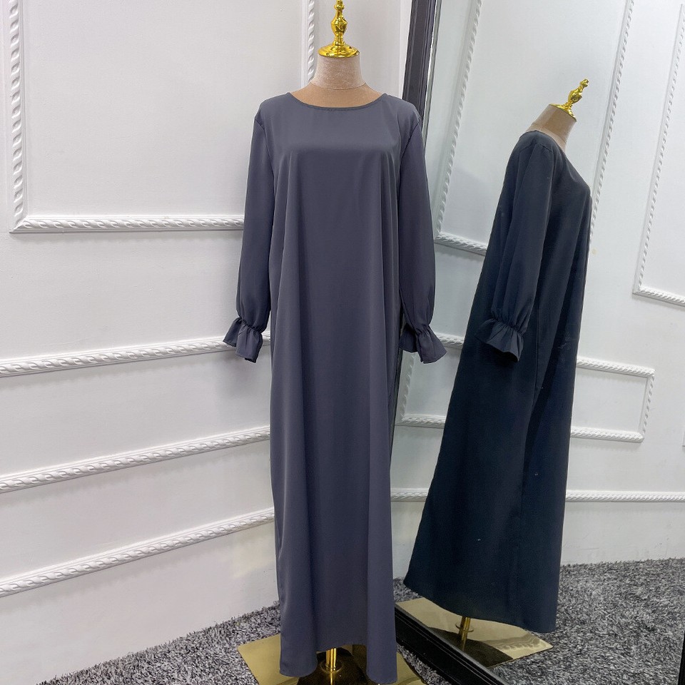 2 Piece Muslim Women Prayer Overhead Hijab Abaya Maxi Dress Set Kaftan ...