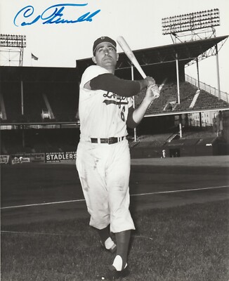 CARL FURILLO SIGNED 8X10 BROOKLYN DODGERS B&W PHOTO EBBETS FIELD ...