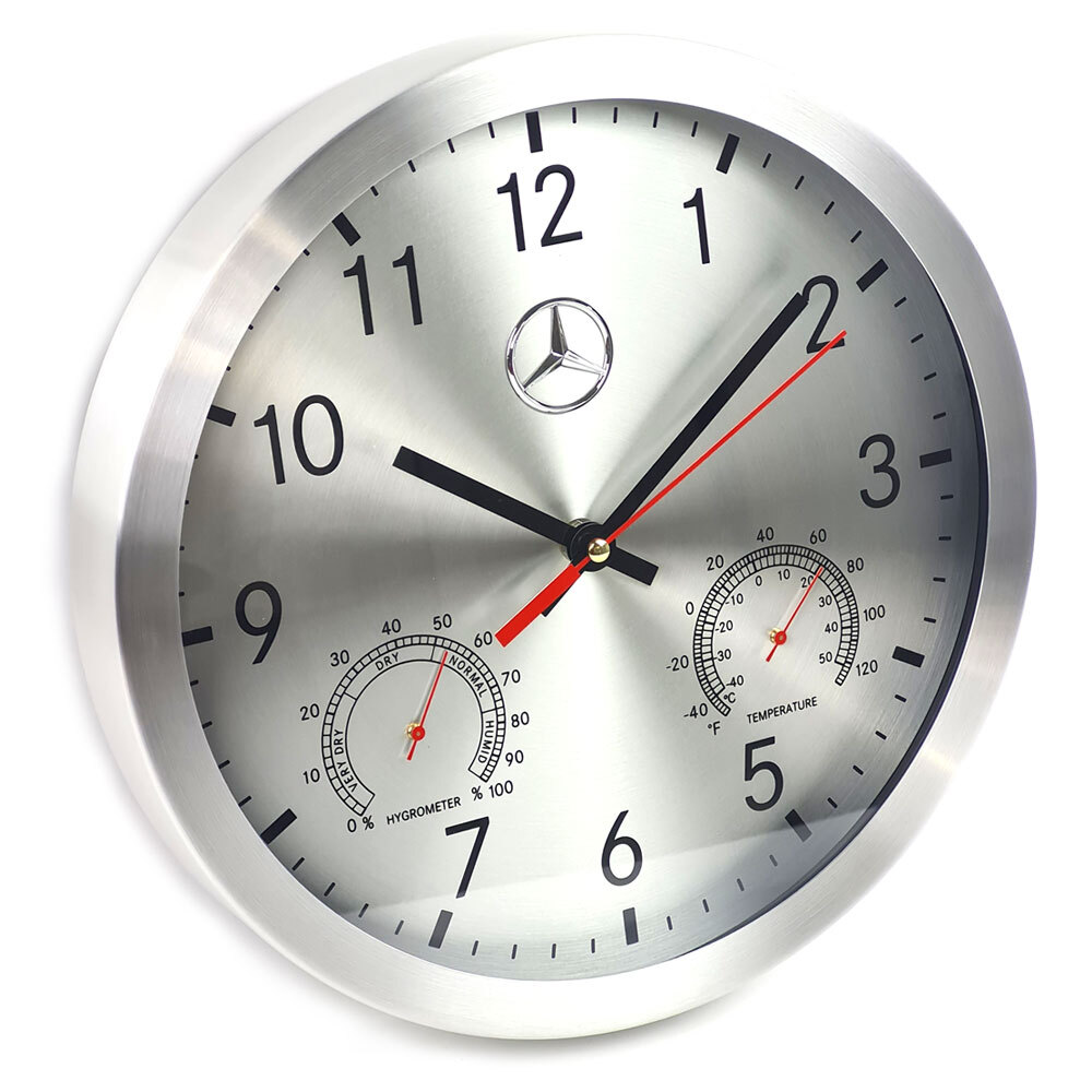 Mercedes-Benz Wall Clock B67870476 Aluminium Thermometer Hygrometer ...
