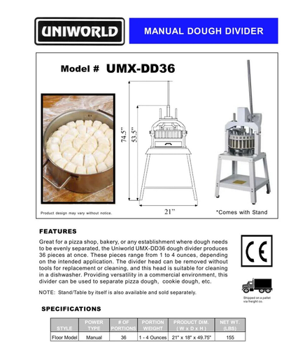 36 PIECE MANUAL DOUGH DIVIDER MODEL UMX-DD36- NEW | eBay