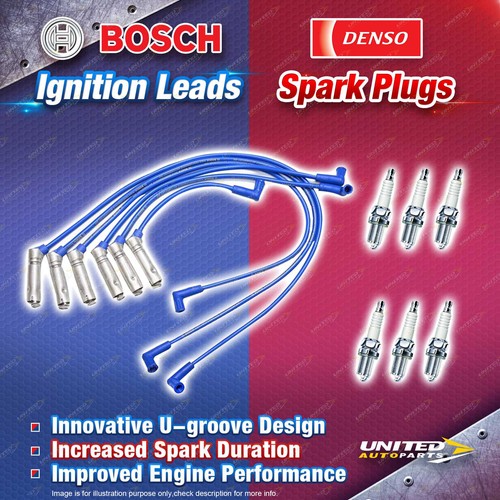 Bosch Ignition Leads + 6 x Denso TT Spark Plugs for Holden Crewman One ...