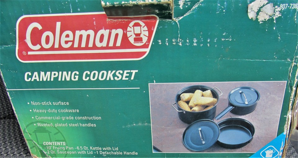 Coleman Family 6 Piece Cookset Non Stick Camping Pots Frying Pan Cook ...