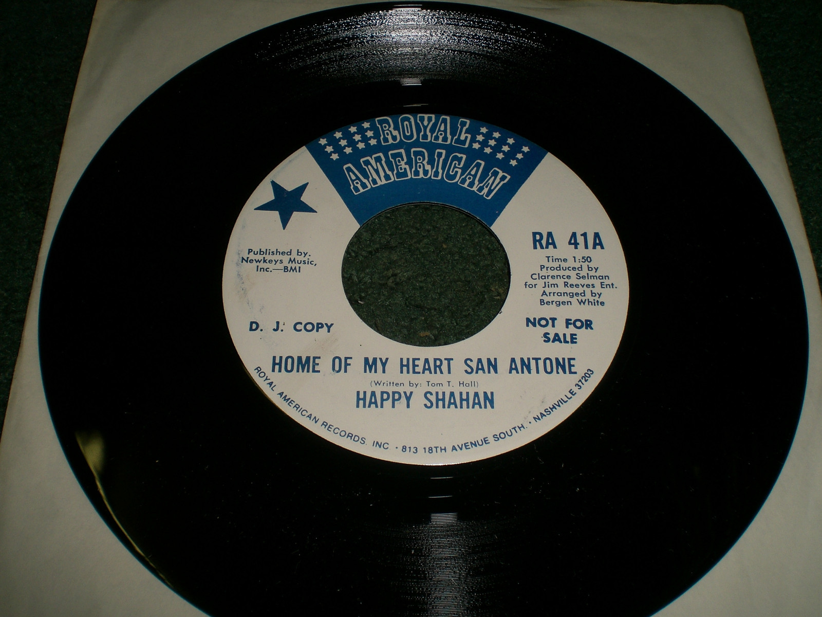 Home Of My Heart San Antone Happy Shahan~PROMO~RARE 45 RPM Country Rock ...