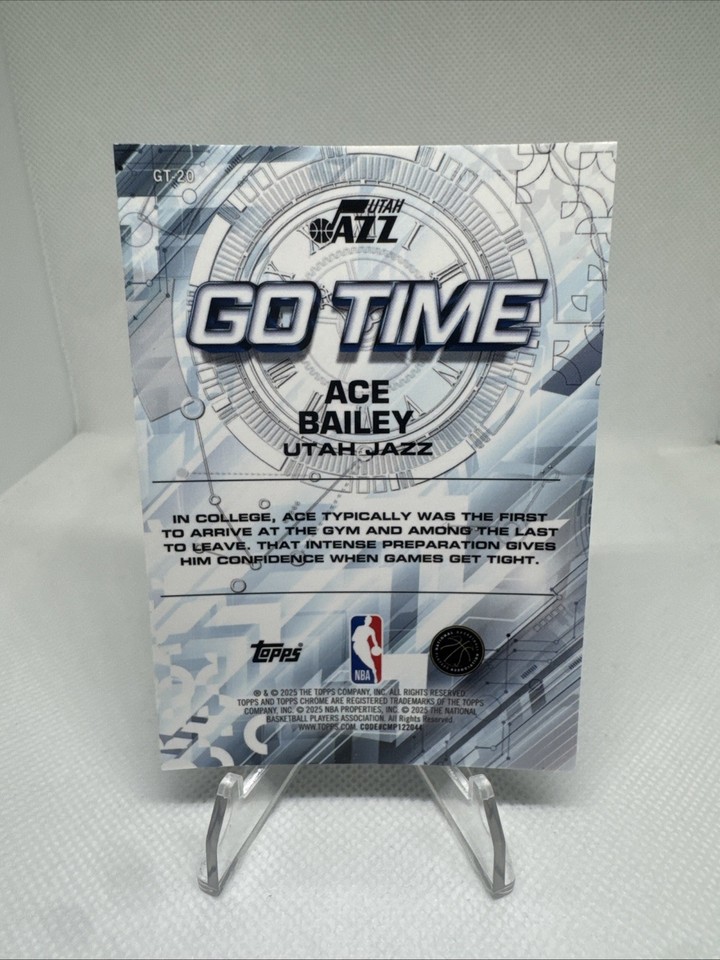 Ace Bailey Rookie Go Time 2025-26 Topps Chrome Basketball #GT-20 Utah ...