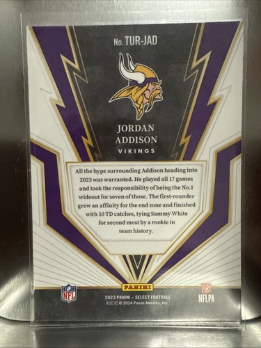 2023 Panini Select Jordan Addison Turbocharged RC #TUR-JAD Minnesota ...