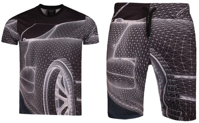 MEN'S 2 PIECE RACING CAR COLORBLOCK CASUAL PRINTED SHORT SET W ...