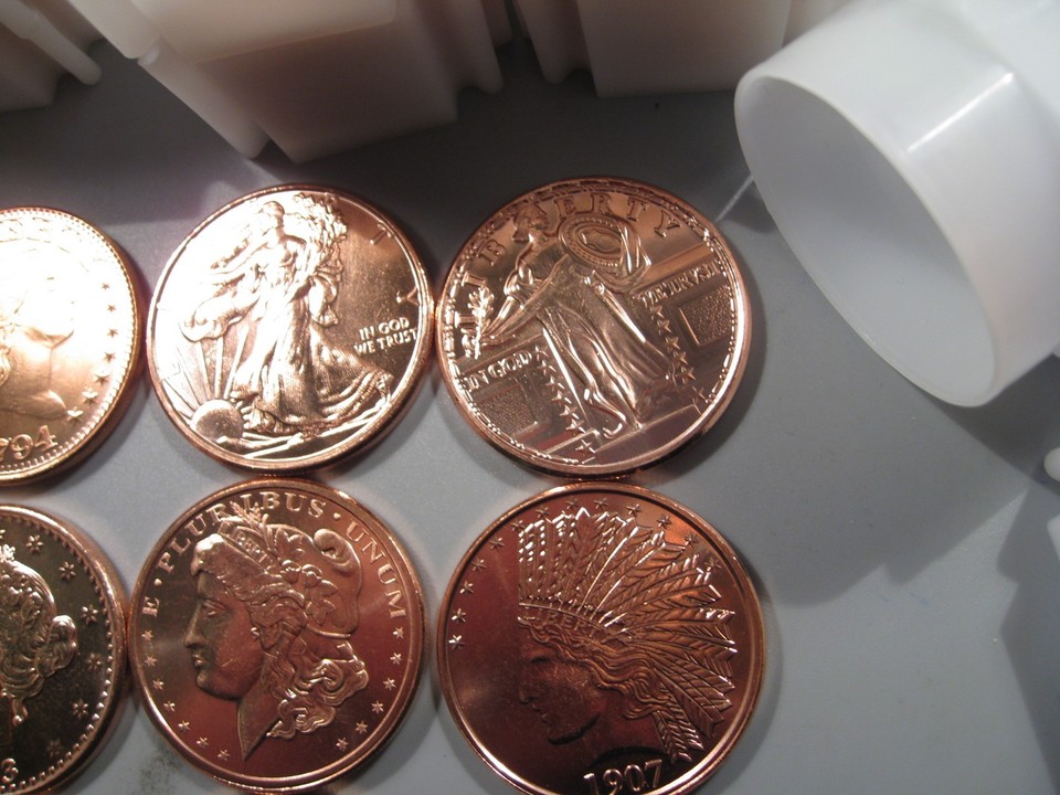 7 lots x 9 Different 1oz Copper Rounds 999 Fine. ***FOR JEFF B ONLY ...