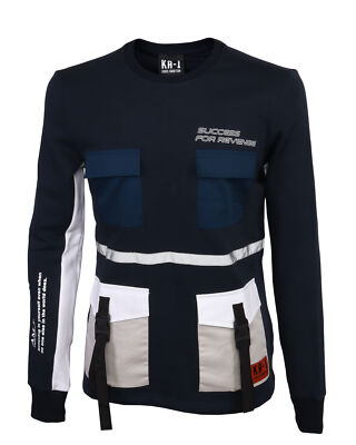 NWT KA-1 King's Ambition SWEATSHIRT blue crewneck cotton luxury UAE L ...