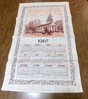 Vintage 1967 Calendar Linen Tea Kitchen Towel Danvers Massachusetts ...