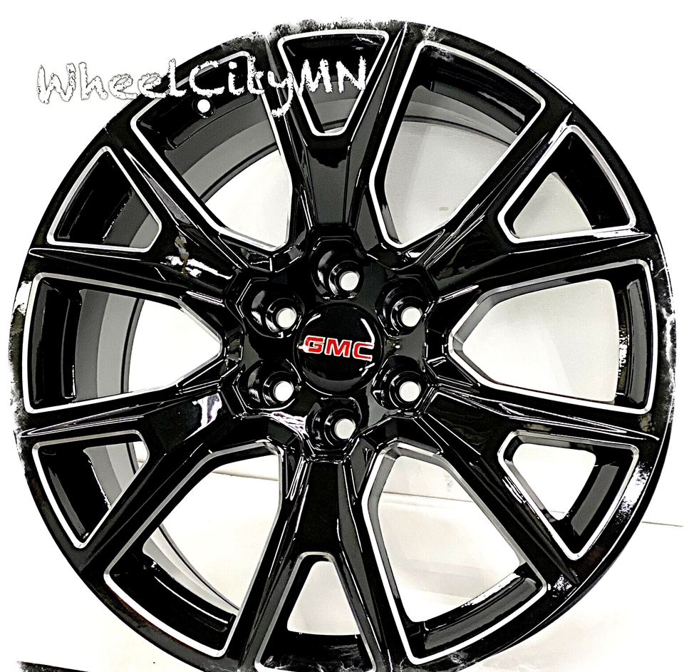 22" Gloss Black Milled OE 5944 SEZ Replica Wheels 2021 GMC Sierra ...