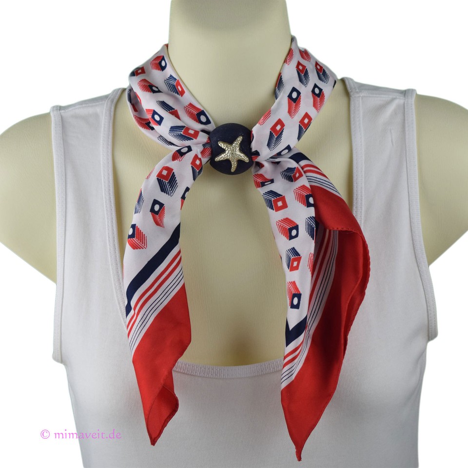 Halstuch Tuch rot mit Marine Anhänger Schalhalter Seestern Steuerrad ...