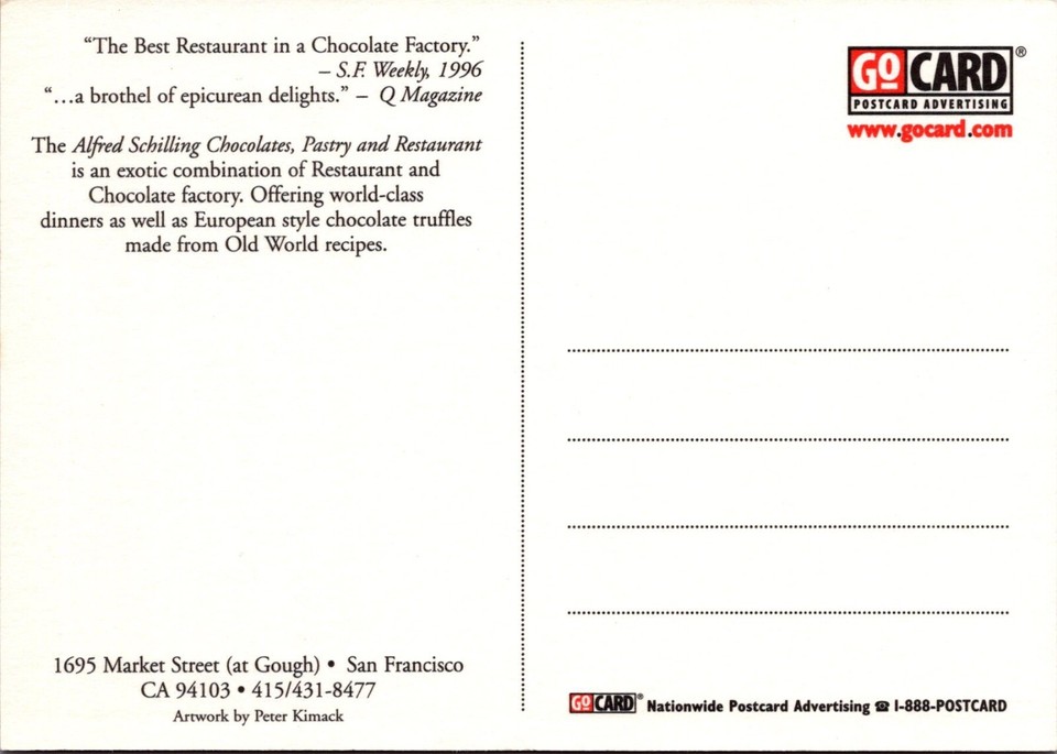 Alfred Schilling Chocolate Pastry Restaurant San Francisco CA Promo ...