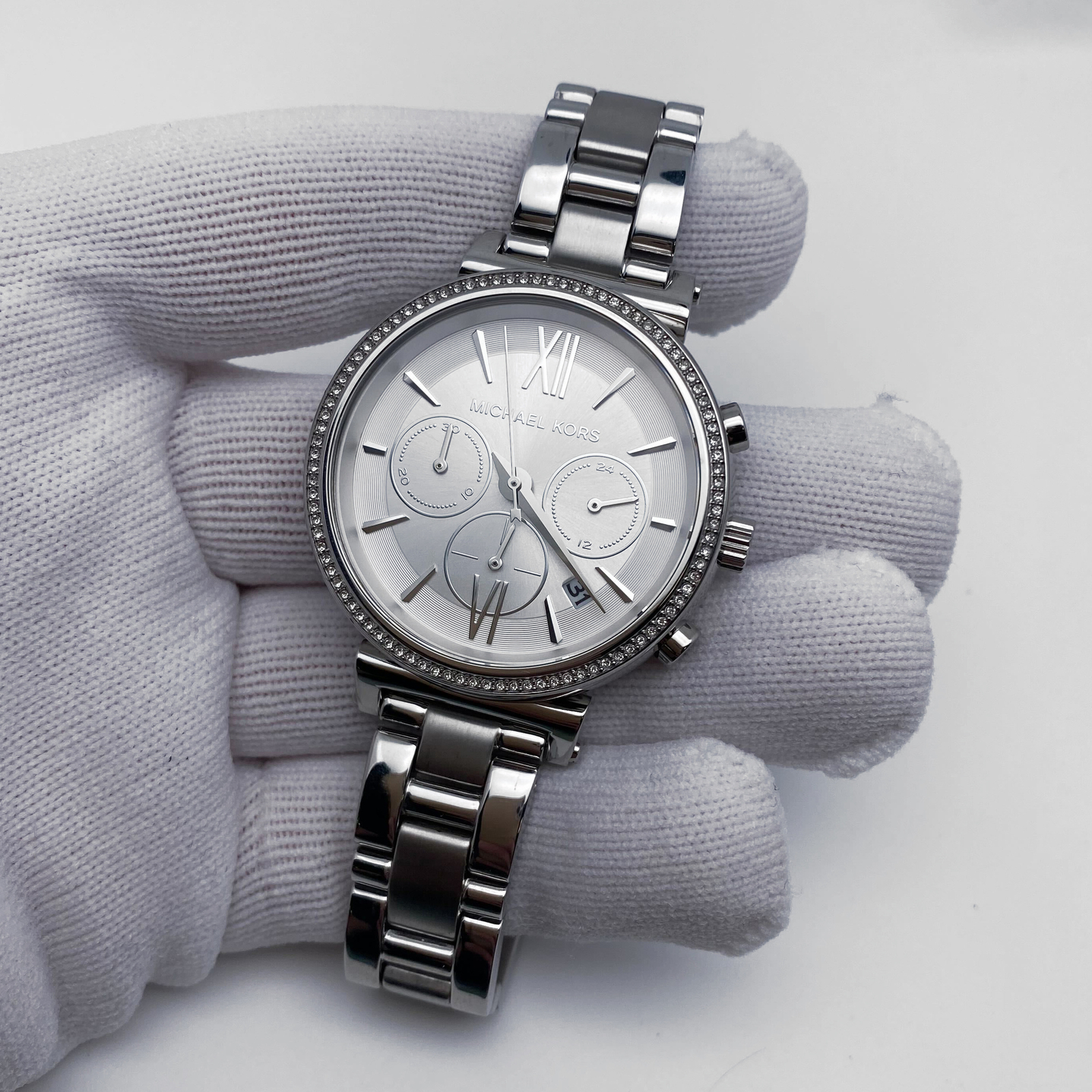 Michael Kors Sofie Steel Chronograph Silver Dial Ladies Quartz Watch ...