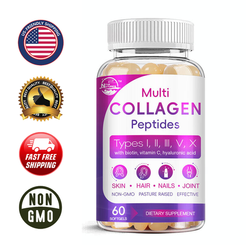 Multi Collagen Peptides Capsules Hydrolyzed Protein Peptide Type I,II ...