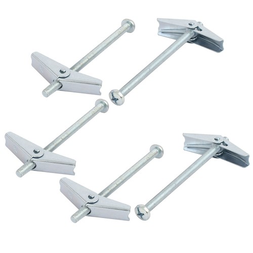 M6 x 100mm Male Thread Spring Loaded Hollow Wall Round Head Toggle Bolt ...