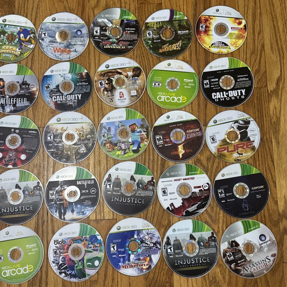 Lot of 30 Loose Xbox 360 Disc Only Video Games Scratched Untested Lot ...