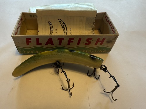 Vintage Helin Tackle Co. Flatfish Fishing Lure Wood Bait & Box - Model U20 FROG | eBay