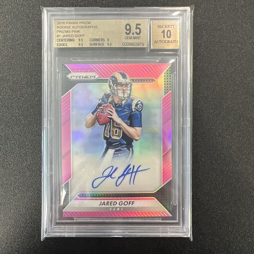 2016 Panini Prizm Pink Jared Goff #RA-JGF BGS 9.5 Auto 10 Gem Mint RC ...