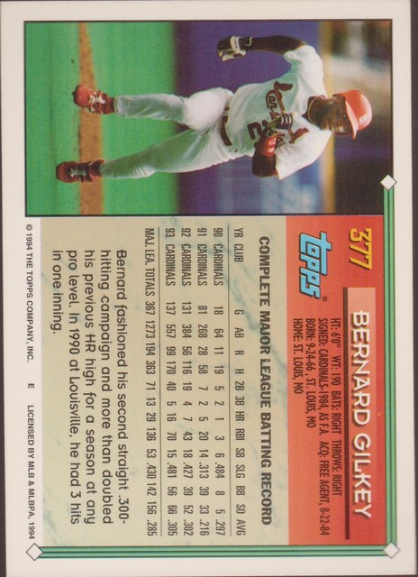1994 Topps - #377 Bernard Gilkey for sale online | eBay