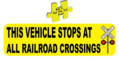 This Vehicle Stops at All Railroad Crossings Bus Taxi DOT Safety Decal ...