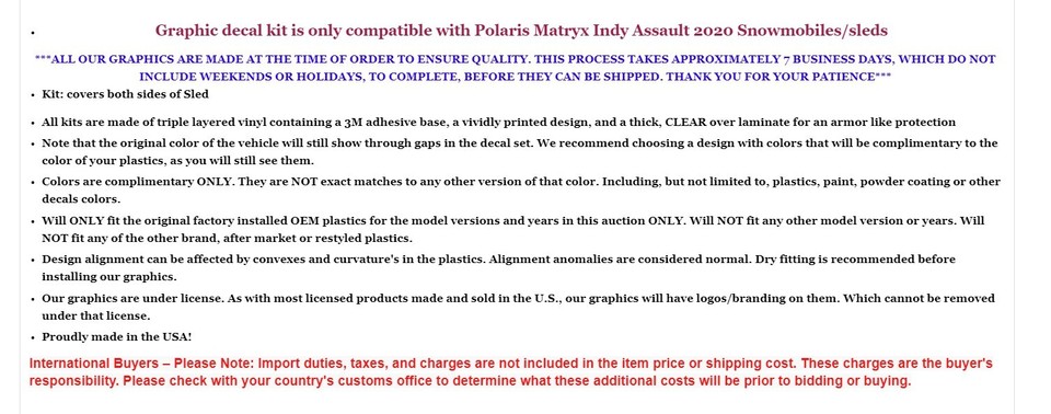 SLED Graphics Decals StickerS For Polaris Matryx Indy Assault 2020 RS ...