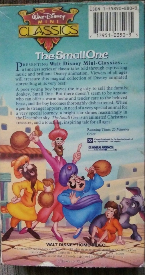 Walt Disney The Small One (VHS, 1996) Animated Mini Classic Christmas ...