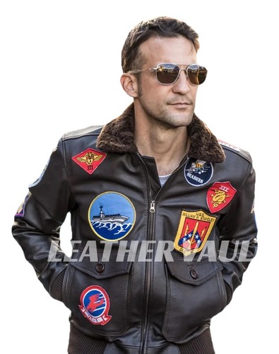 TOM CRUISE INSPIRED TOP GUN PETE MAVERICK MEN BOMBER LEATHER PILOT ...