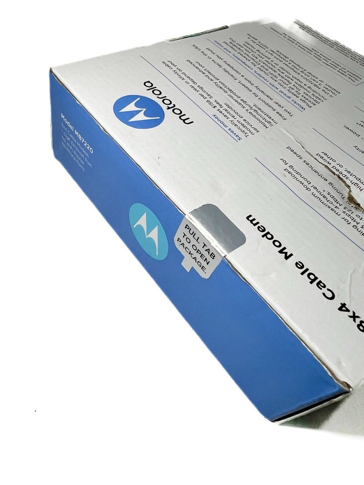 NEW 2019 Sealed Motorola 8x4 Cable Modem Model MB7220 343 Mbps DOCSIS 3 ...