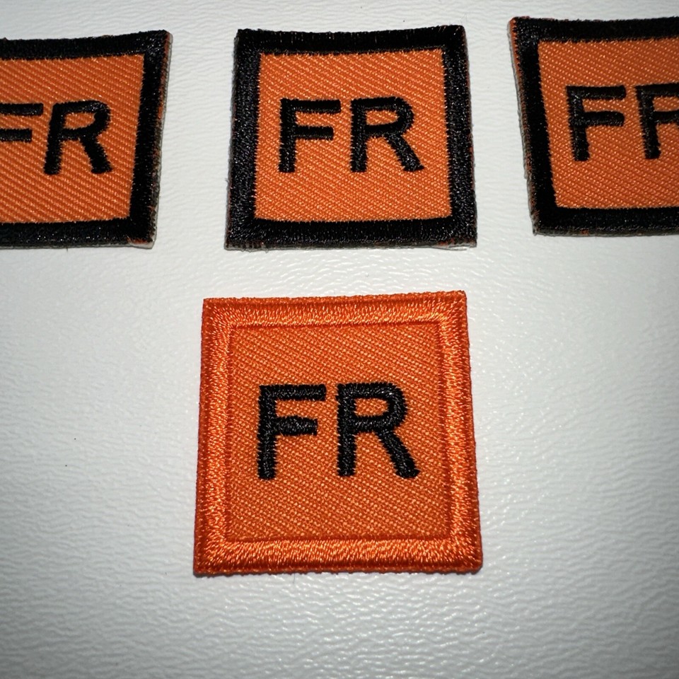 6 FR Patches Replacement Tags Fire Resistant Retardant FRC Orange Black ...