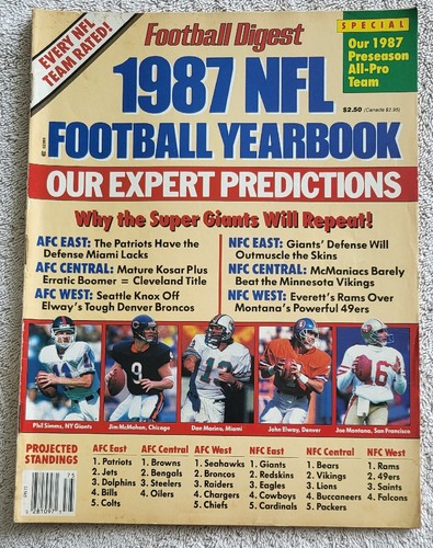 1987 Football Digest NFL Yearbook Expert Predictions Magazine, Marino ...