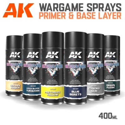 AK Interactive: WARGAME SPRAYS- Color Primer & Base Layer - Spray Paint ...