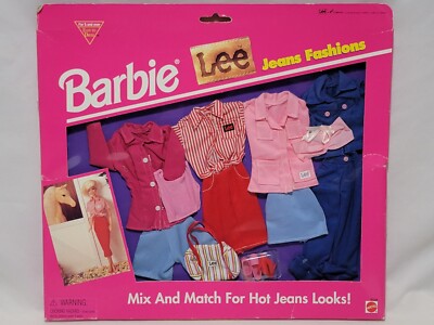 NEW Vintage Barbie Lee Jeans 4 Fashions Gift Pack Clothes Set clothing ...