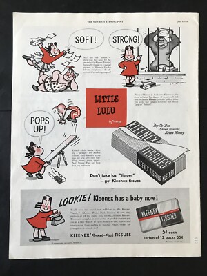Kleenex Tissue Print Ad with Little LuLu original 1950 | eBay