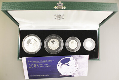 Great BRITAIN 2005 Britannia 1, 1/2, 1/4 & 1/10 Oz Silver Proof 4 Coin ...