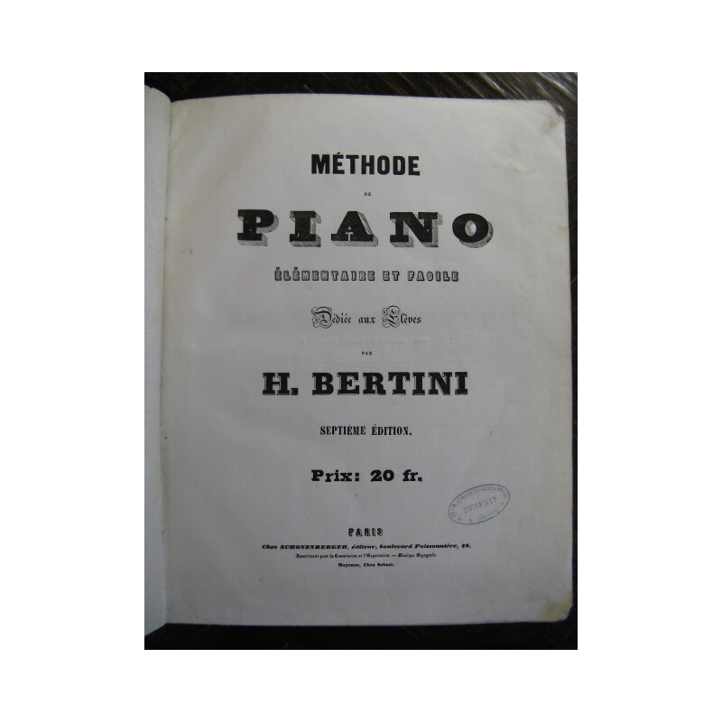 Bertini Henri Method Of Piano 1850 | eBay