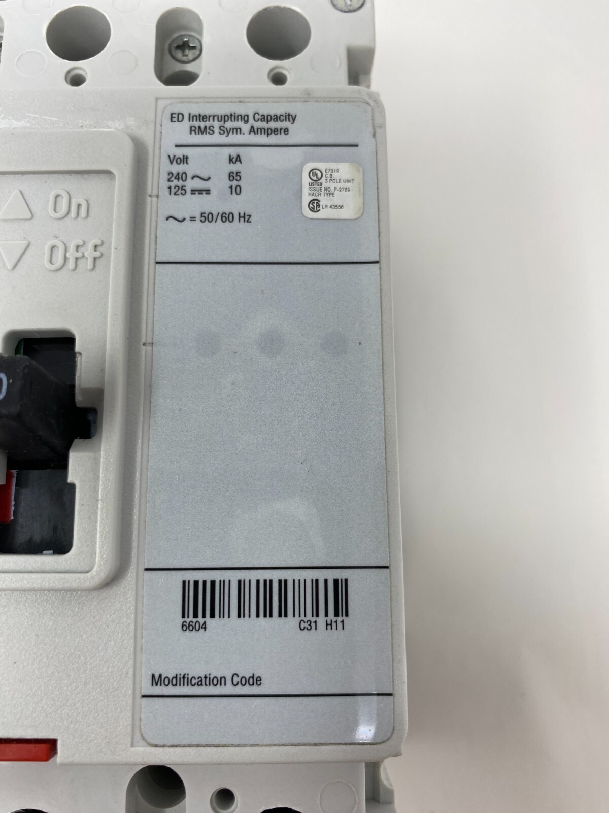 Eaton Cutler-Hammer ED3110BP10 Circuit Breaker 110A 240V w/Auxiliary ...