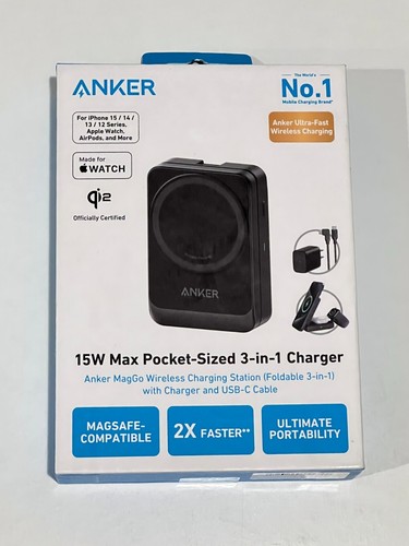 Anker MagGo 15W Qi2 Pocket-Sized 3-in-1 Magsafe Charger OPEN BOX | eBay