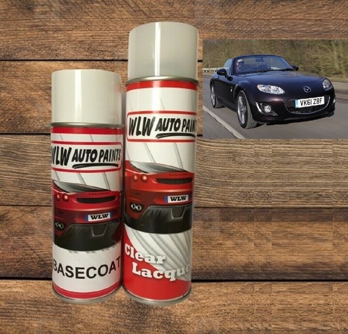 FOR MAZDA RADIANT EBONY 28W 2K SOLVENT BASECOAT CAR MIXED AEROSOL SPRAY ...