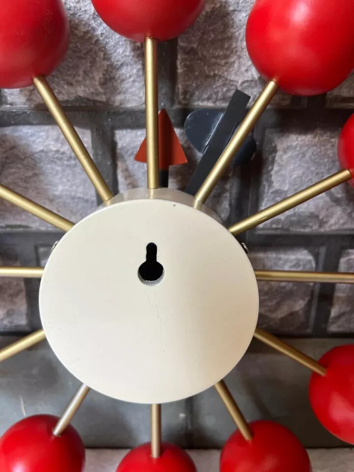 Vintage George Nelson Ball Clock Red Gold Mid Century Modern MCM Wall ...