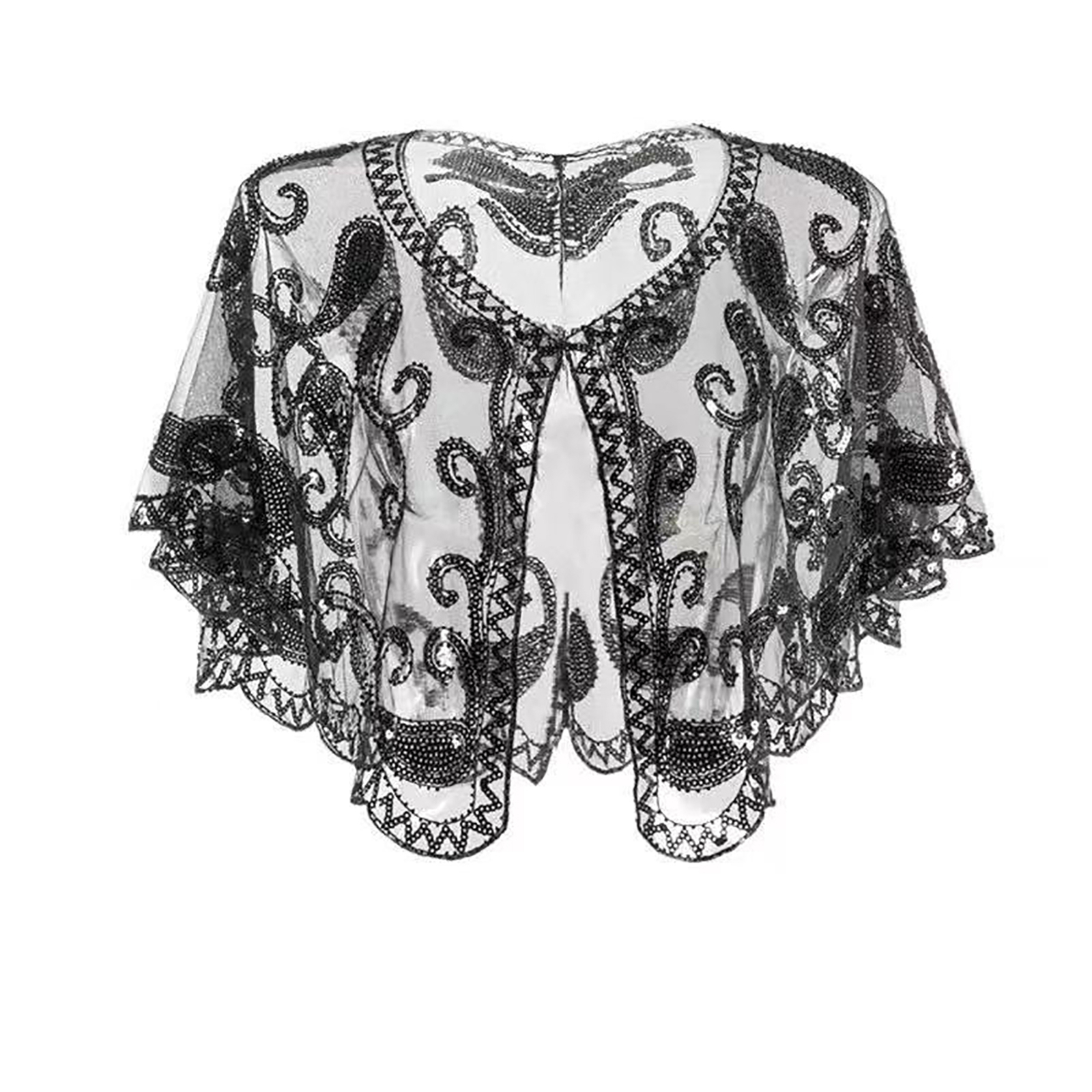 Female Cape Shiny Streetwear Beads Transparent Shawl Coat Elegant | eBay