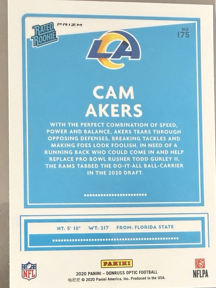 Cam Akers 2020 ROOKIE RC PINK HOLO # 175 LOS ANGELES RAMS! | eBay