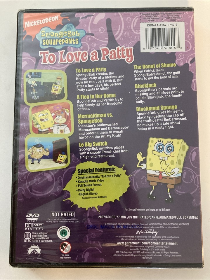 BRAND NEW SpongeBob SquarePants - To Love a Patty (DVD, 2008) Movie ...