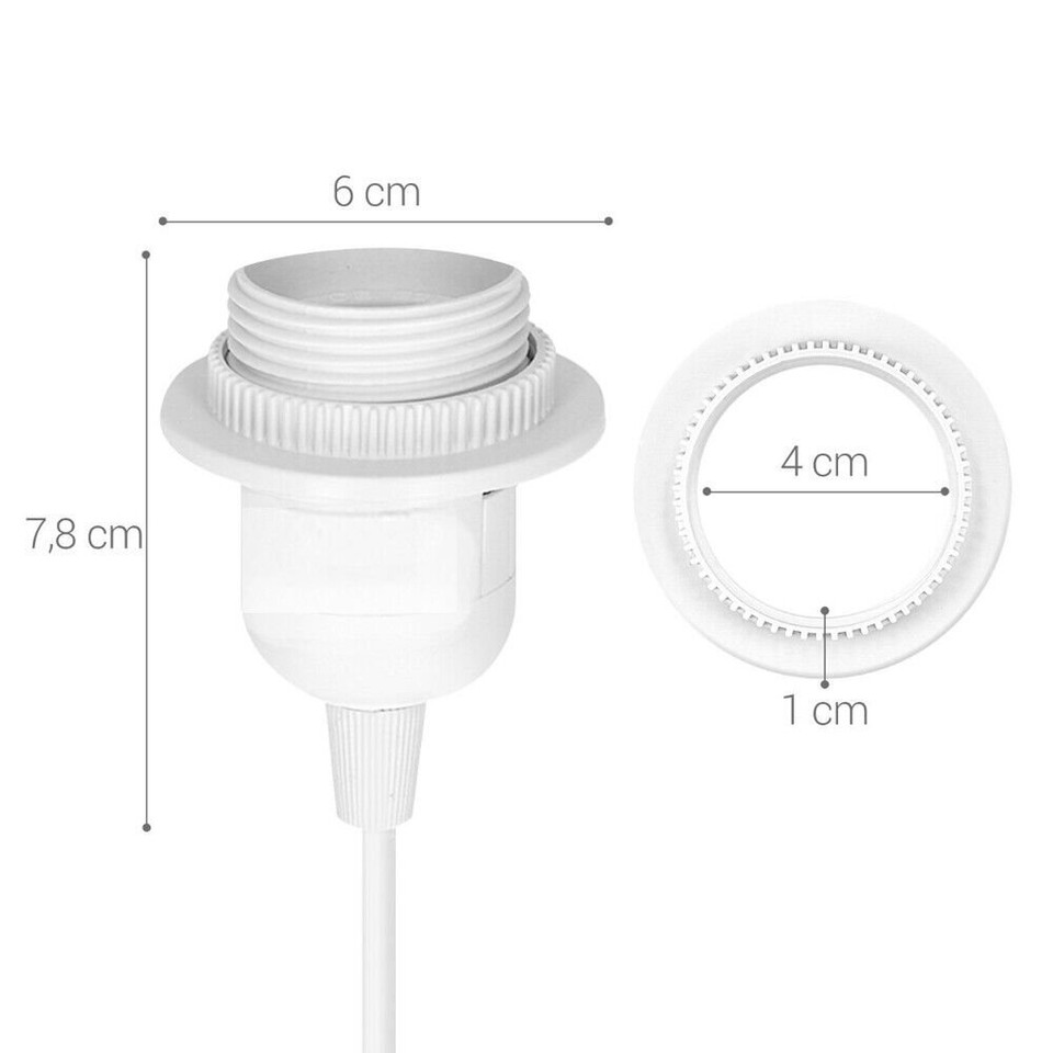Rubber Cable Plug in Pendant Light On/Off Switch E27/E14 Holder Lamp ...