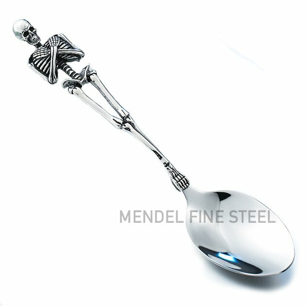 Stainless Steel Halloween Kitchen Gothic Skull Fork Spoon Silverware ...