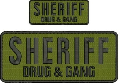 Sheriff Drug and Gang embroidery patch 4X10 and 2x5 hook od green and ...