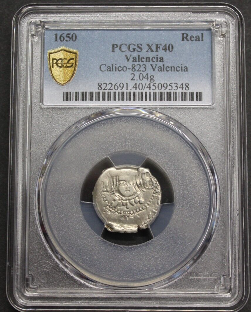 1650 PHILIP IV REAL COB PCGS XF40 VALENCIA SPANISH SILVER COLONIAL ERA ...