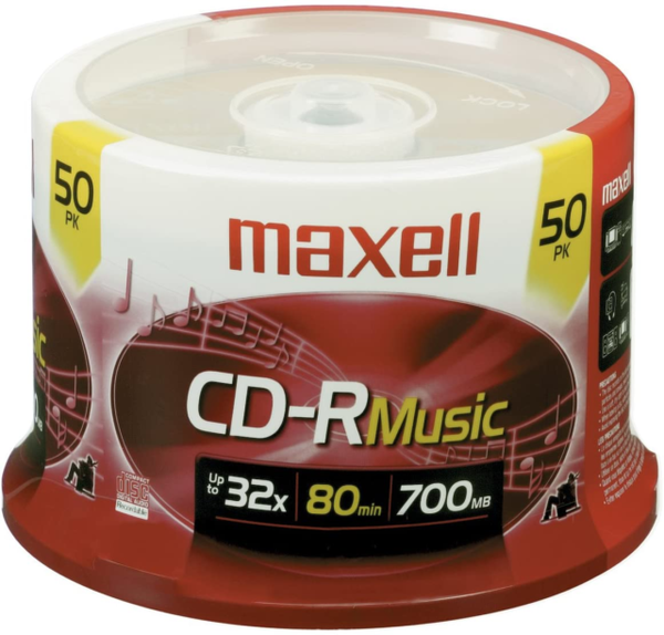 Maxell CD-R 80 Music-Gold Blank CD-R Disc - Spindle of 50 (625156) for ...