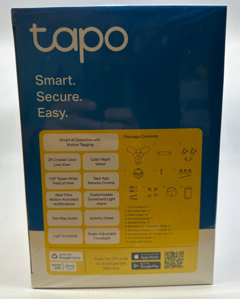 TP-Link Tapo 2K QHD Floodlight Camera Outdoor Surveillance Security ...