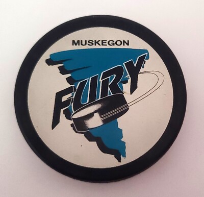 Muskegon Fury HOCKEY PUCK 1990's Logo - Great condition | eBay