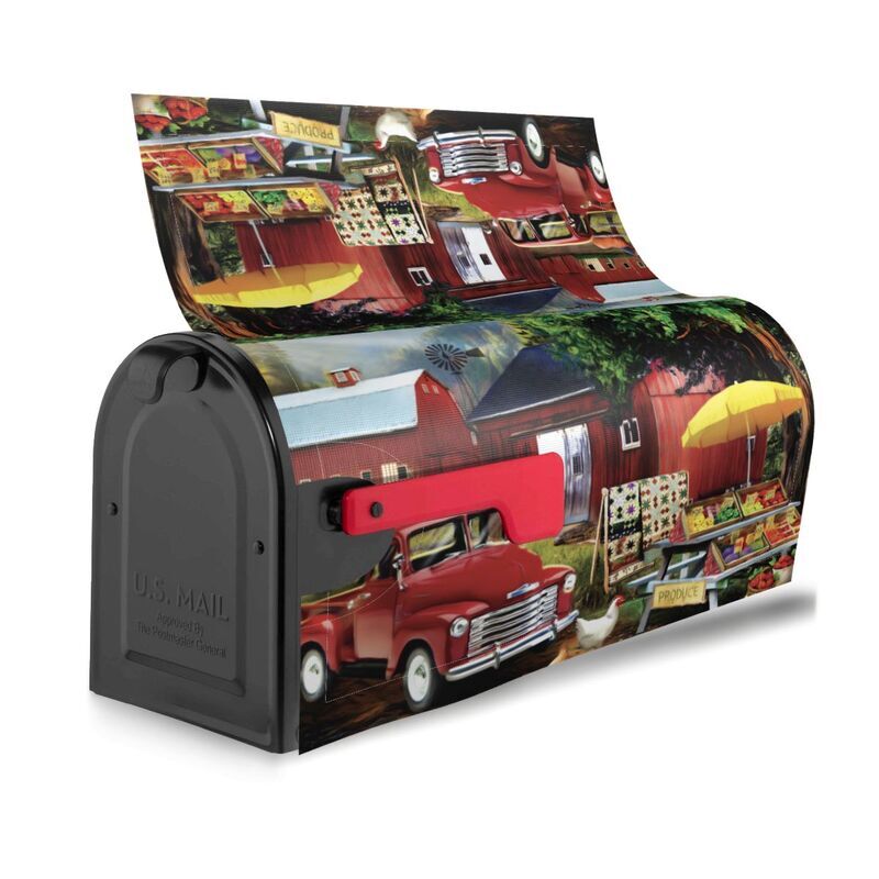 Retro Red Car Mailbox Covers Magnetic Letter Post Box Wrap Farmhouse 21 ...